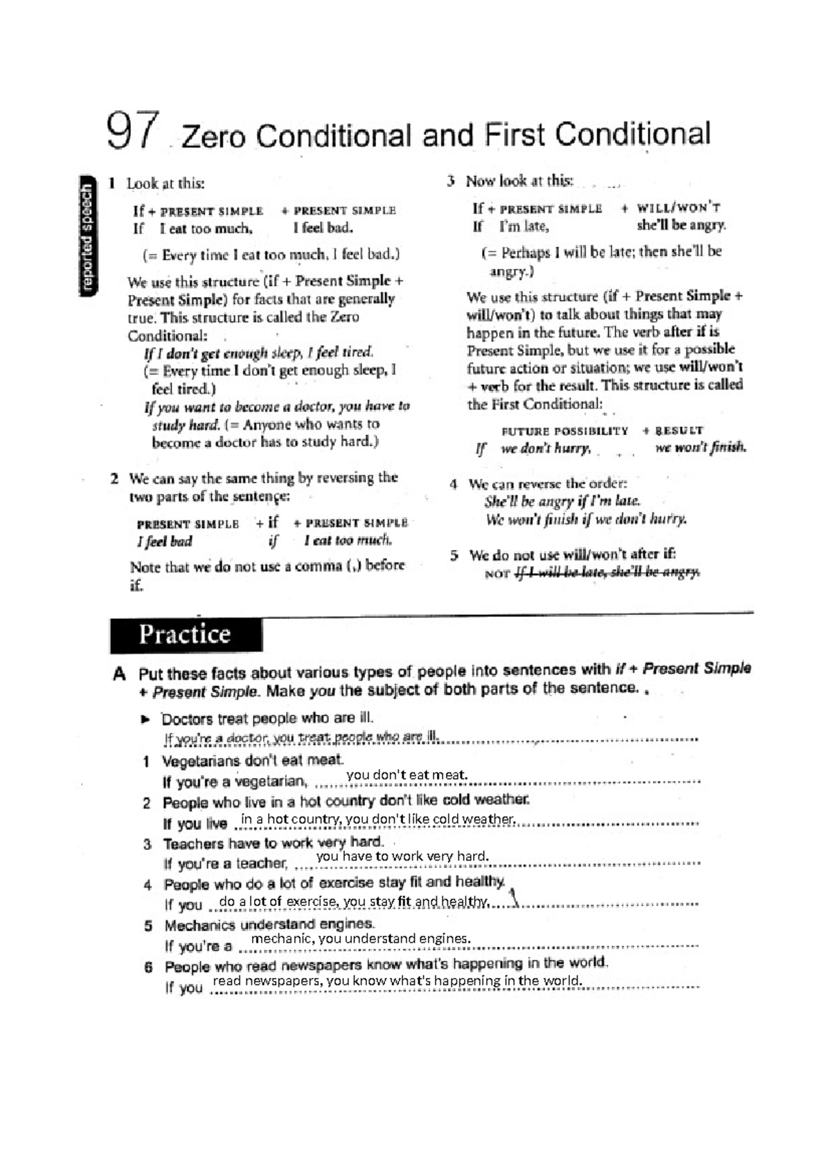 First conditional 1Tarea - Ingles complementario - you don't eat meat. in a hot country, you don ...