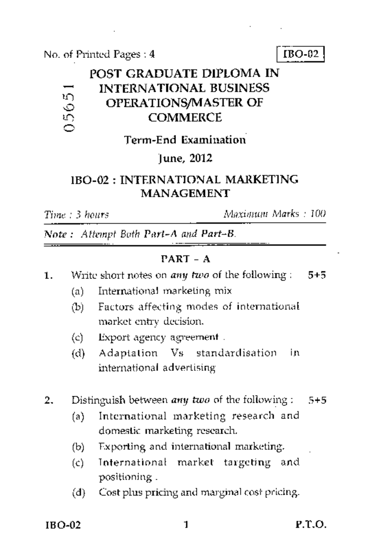 IBO-02 IBO-02 IBO-02JUNE-12 - No. of Printed Pages : 4 IBO- POST ...