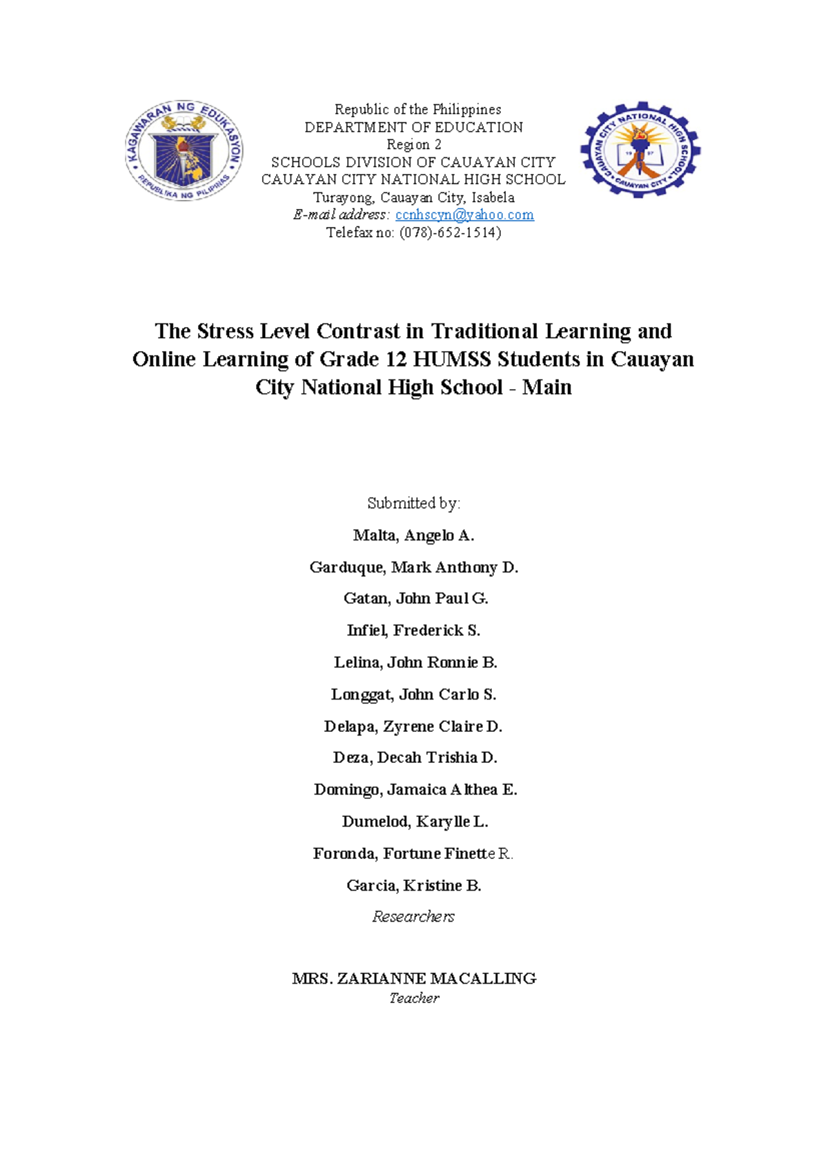 PR2 G3 Humss J 1 - this is a note - Republic of the Philippines ...
