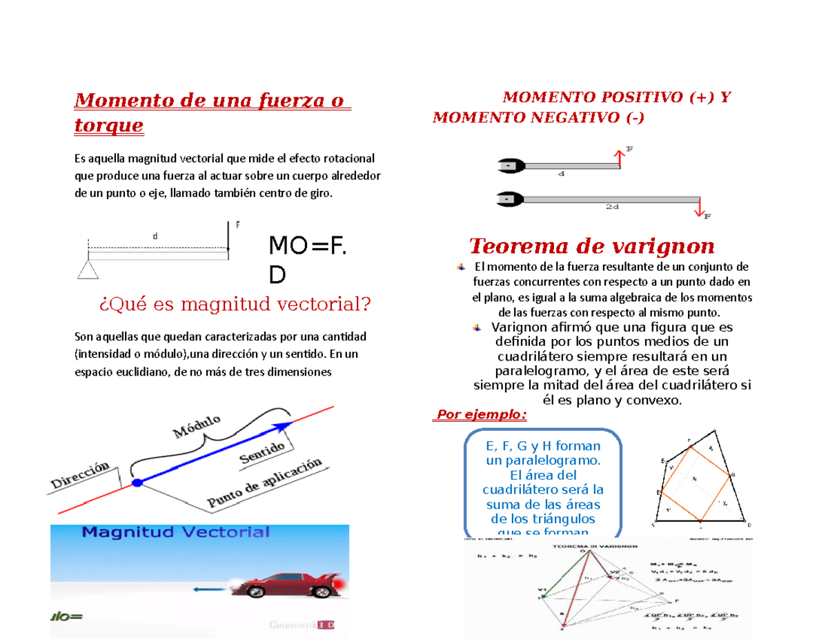 Momento de una fuerza o torque - Momento de una fuerza o torque Es ...