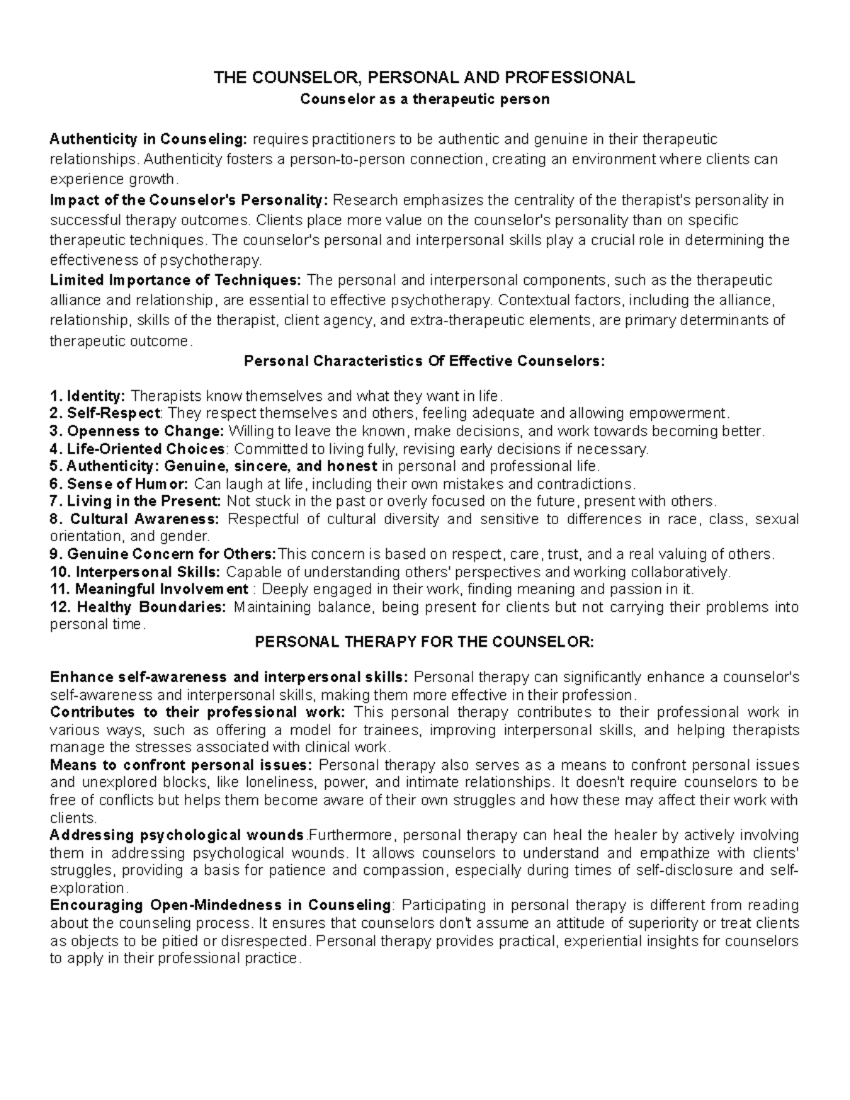 THE Counselor, Personal AND Professional final - THE COUNSELOR ...