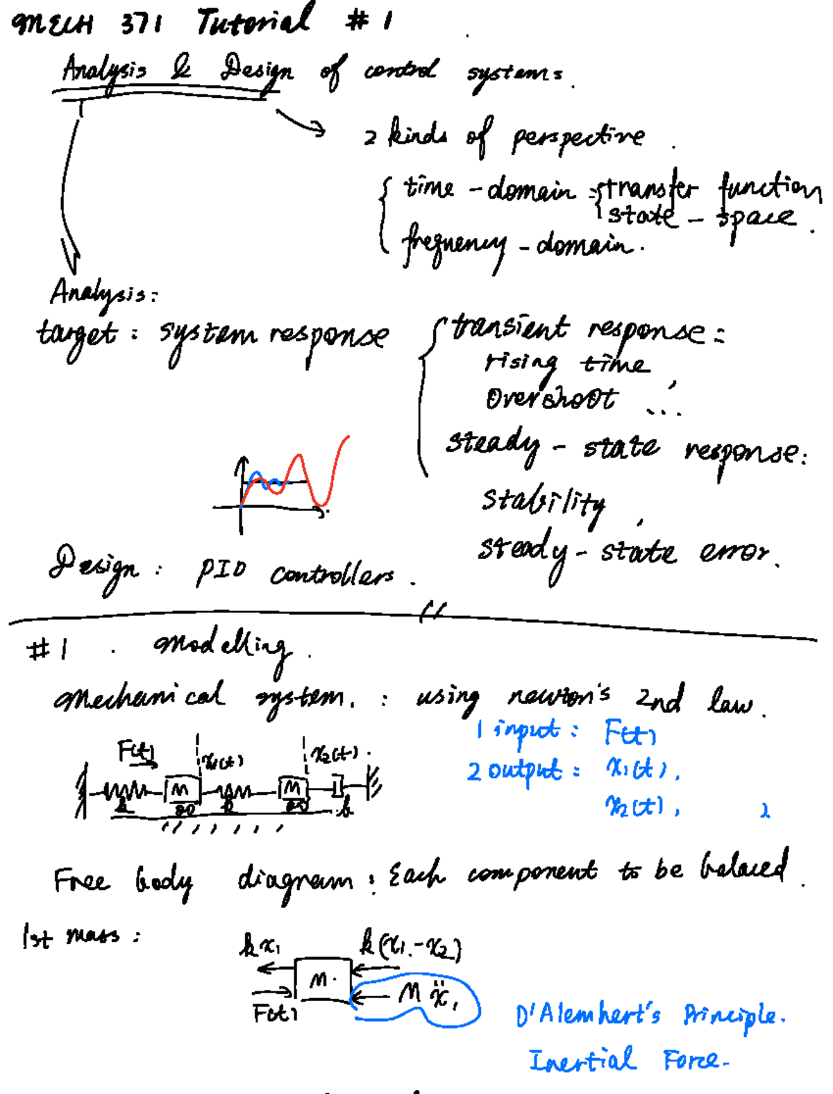 MECH 371 Tutorial 1 - omutt 371 Ttorial 1 Analysis Design of control ...
