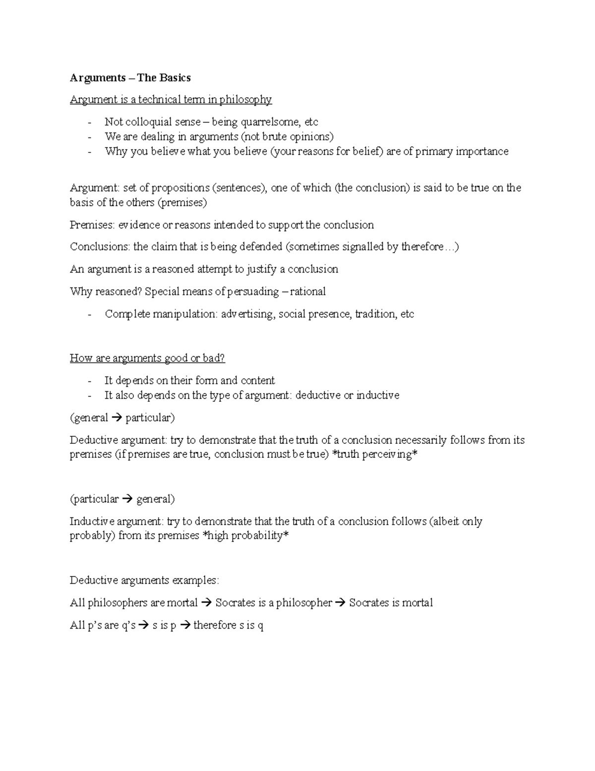 Arguments - the basics - Prof Emer O'Hagan - Arguments – The Basics ...