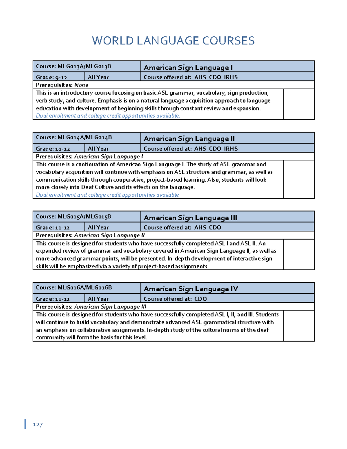 World Languages 12 - WORLD LANGUAGE COURSES Course: MLG013A/MLG013B ...