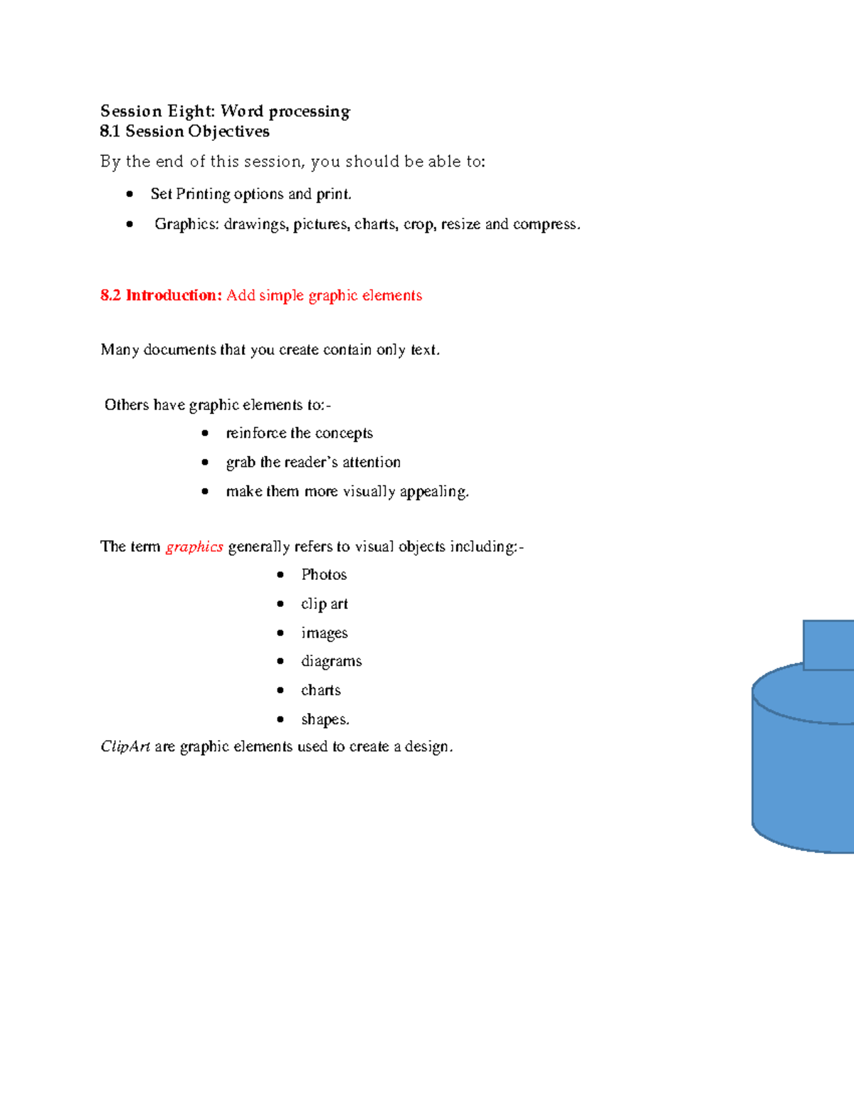 4. computer applications add a simple graphic elements - Session Eight ...