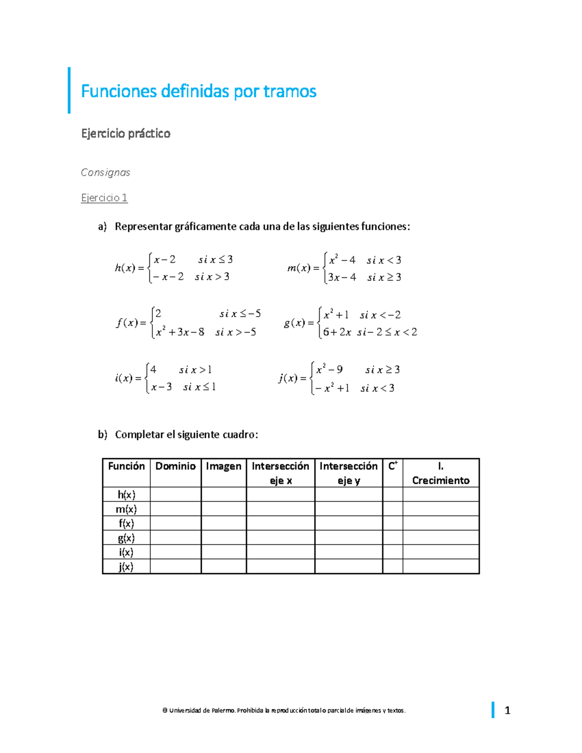 Funciones definidas por tramos - Ejercicio práctico - Consignas ...