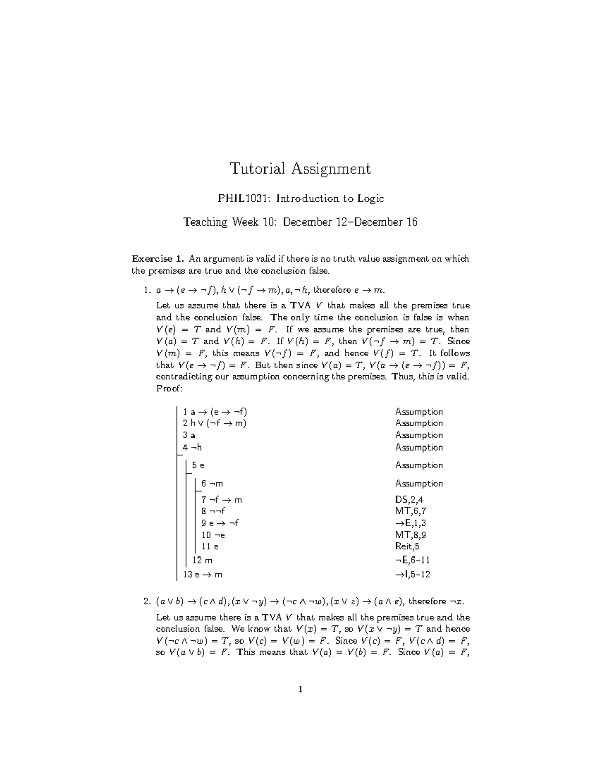 Tutorial Assignment - December 12-16 - Tutorial Assignment PHIL1031 ...