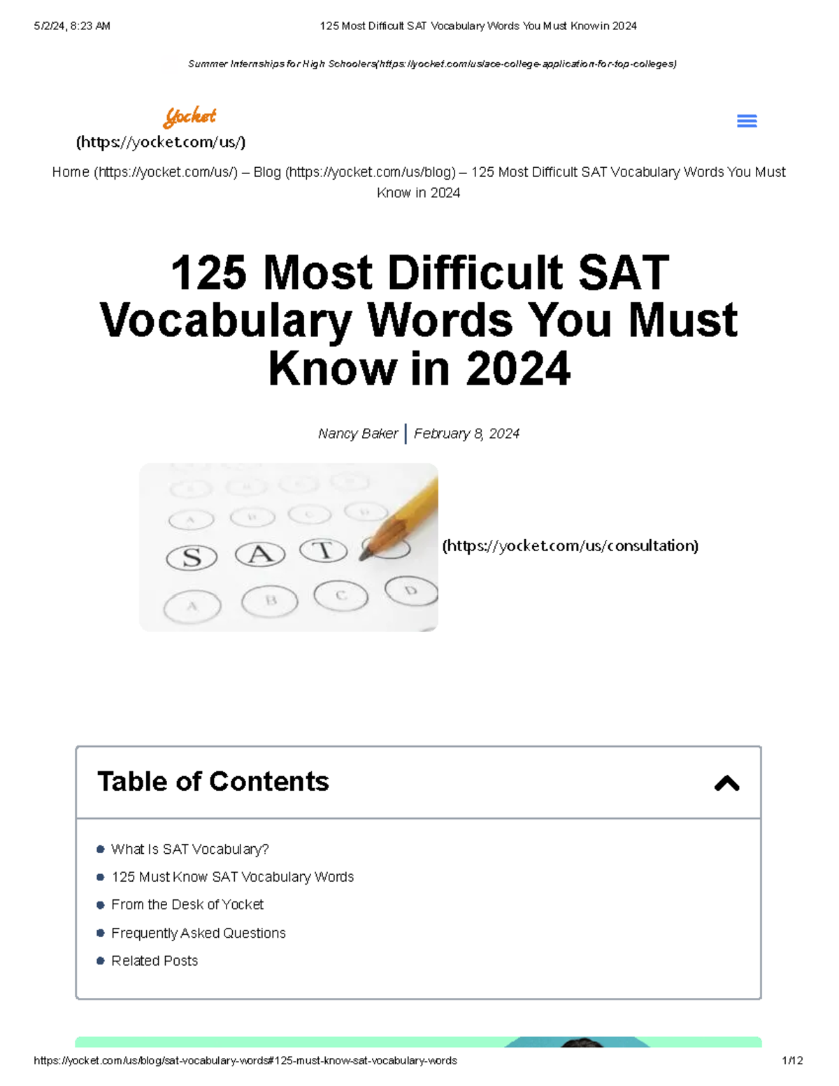 SAT Vocabular 125 Most Difficult SAT Vocabulary Words You Must Know in ...