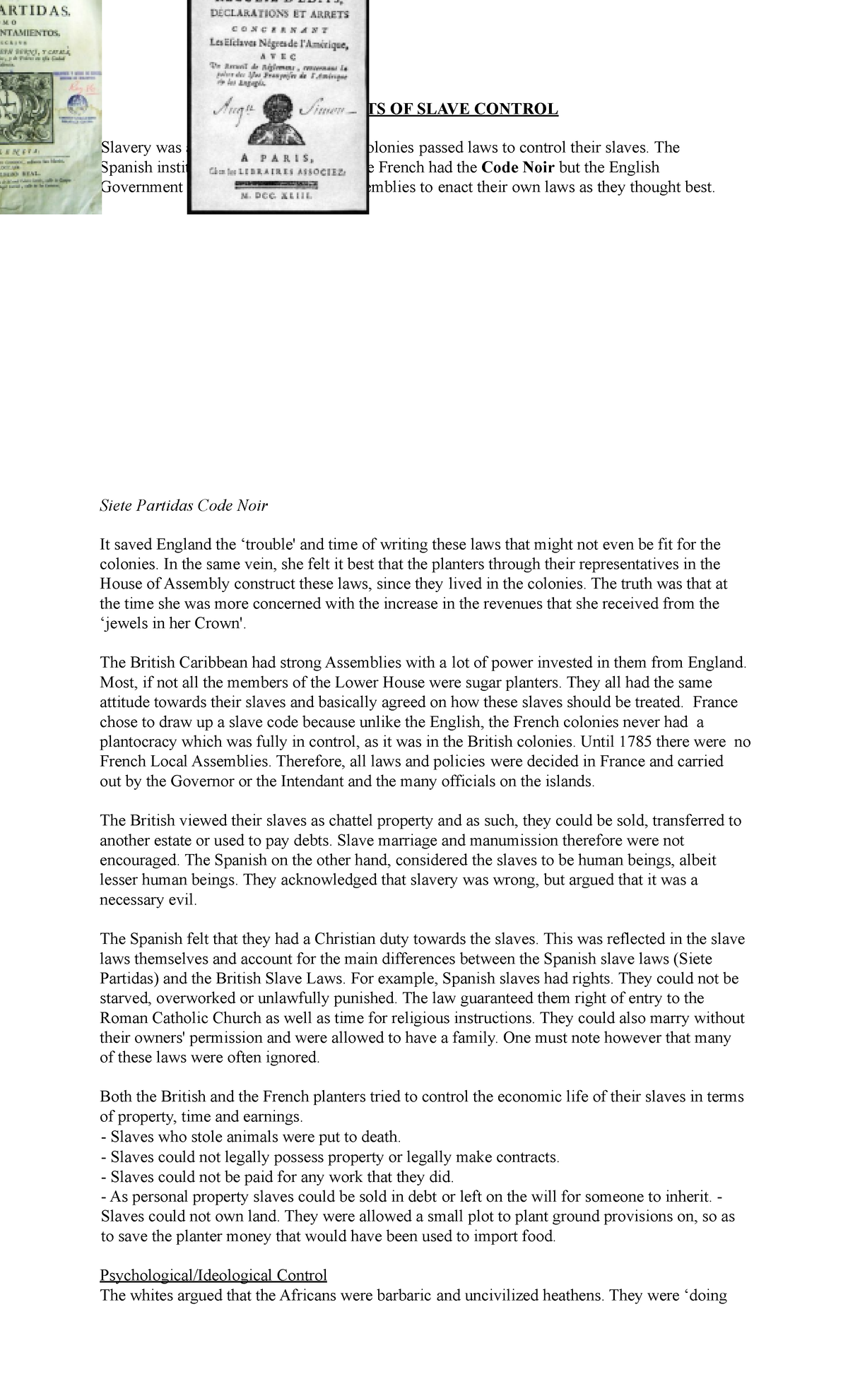 3. Elements of slave control - ELEMENTS OF SLAVE CONTROL Slavery was a ...