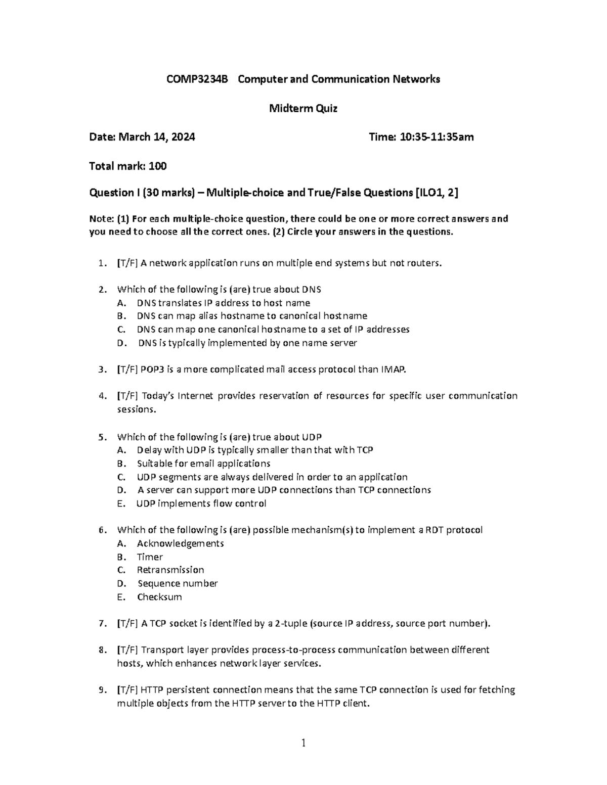 Midterm quiz - aMAZING - COMP3234B Computer and Communication Networks ...