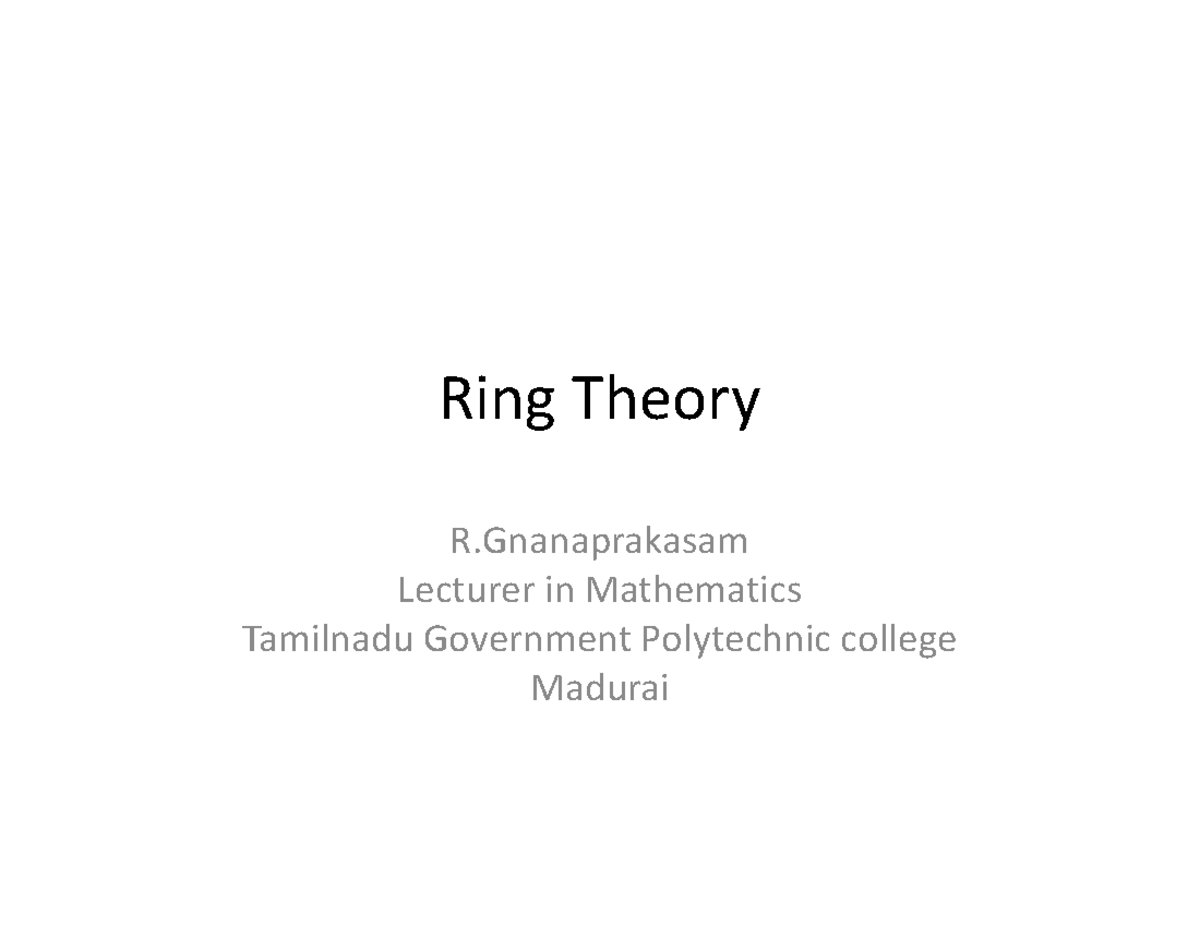 Ring theory 06 CASE study practice summery topic condensation self made ...