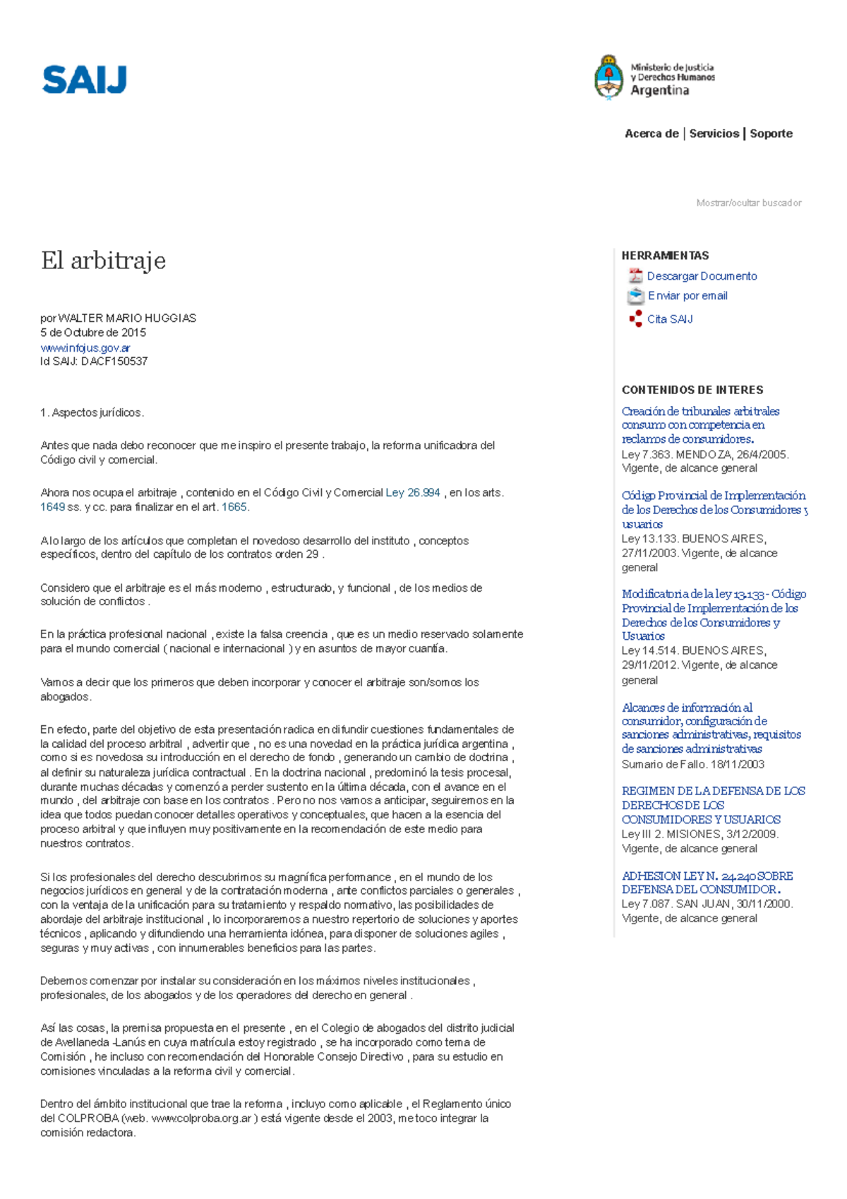 7 - SAIJ - El arbitraje - Mediación - Acerca de Servicios Soporte ...