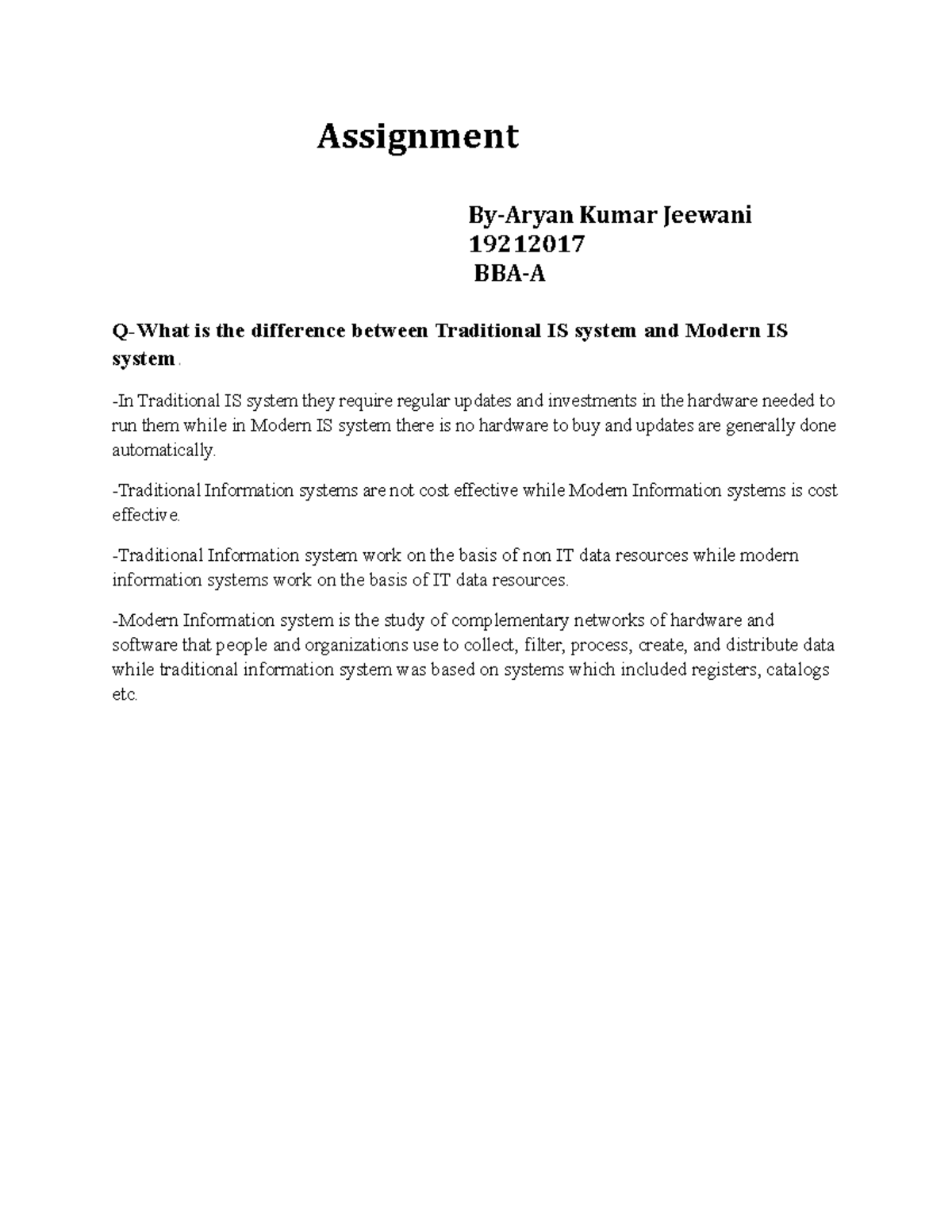 CIA AND ASYNCHRONOUS ASSIGNMENTS - Assignment By-Aryan Kumar Jeewani 19212017 BBA-A Q-What is ...