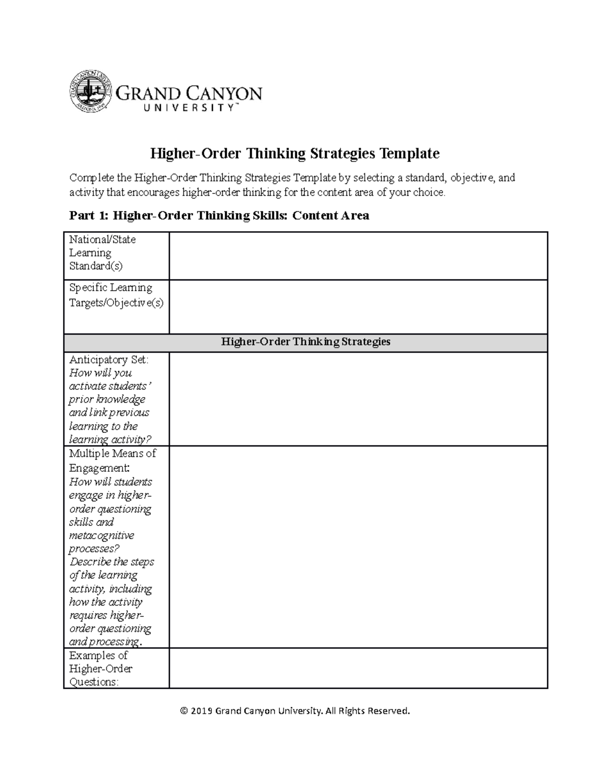 SEC 525 T4 Higher Order Thinking - Higher-Order Thinking Strategies ...