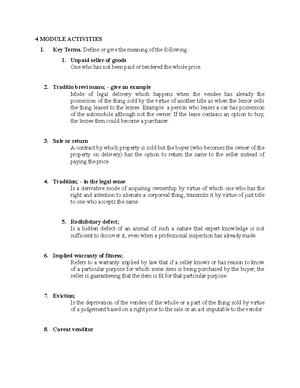Module 1 Activities - 1 MODULE ACTIVITIES I. Key terms. Define or give ...