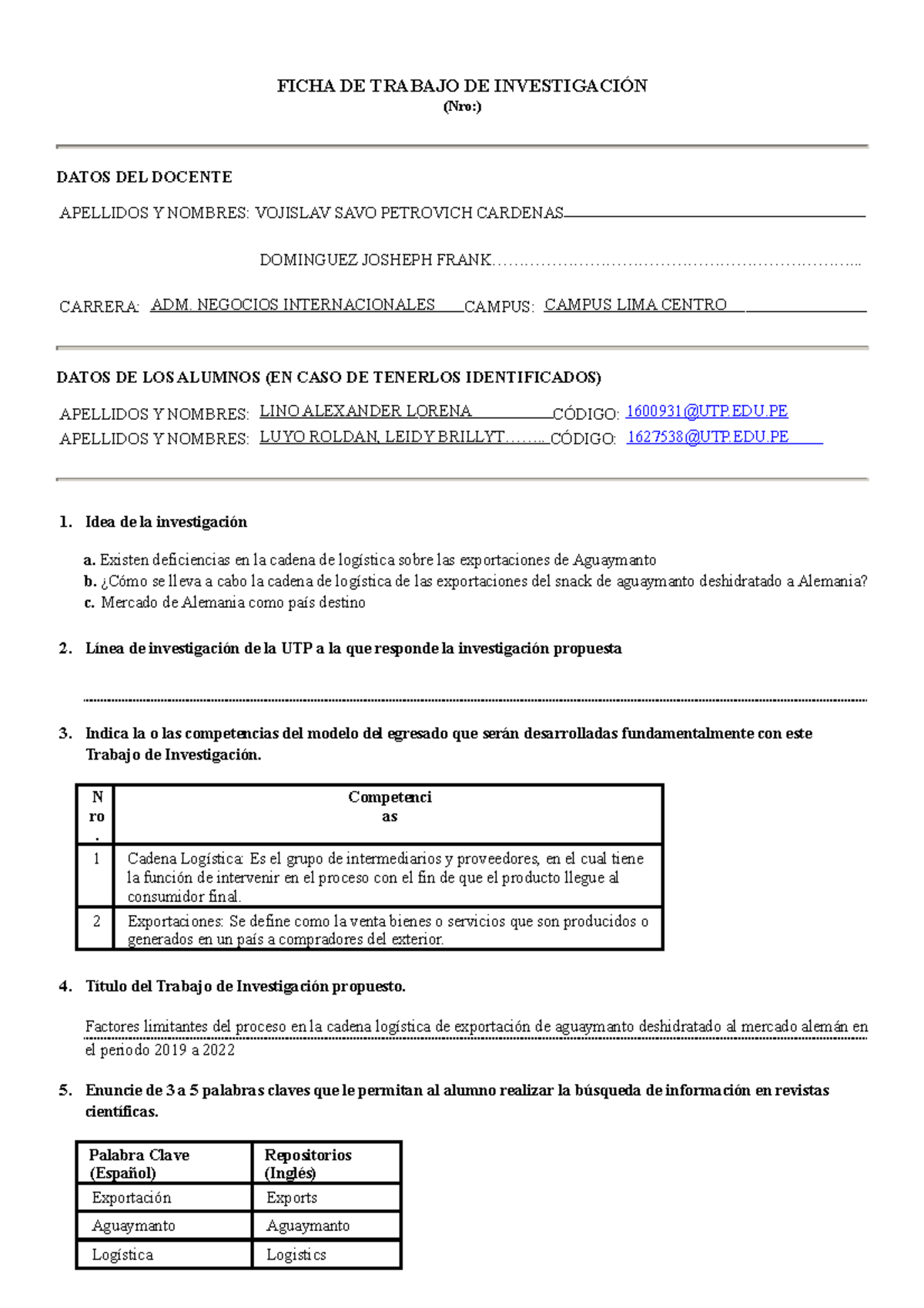 Ficha DE Trabajo DE Investigación - Final - FICHA DE TRABAJO DE ...