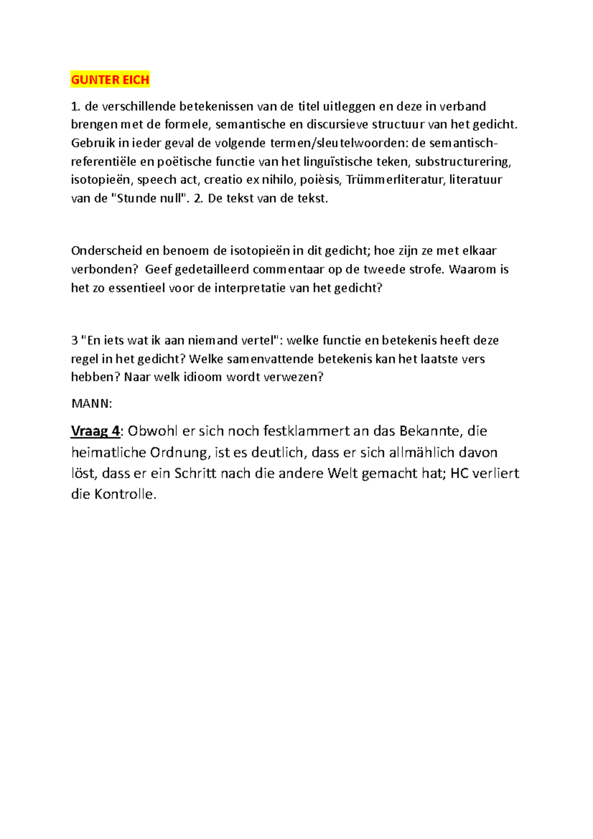 Laallala - samenvatting - GUNTER EICH 1. de verschillende betekenissen ...