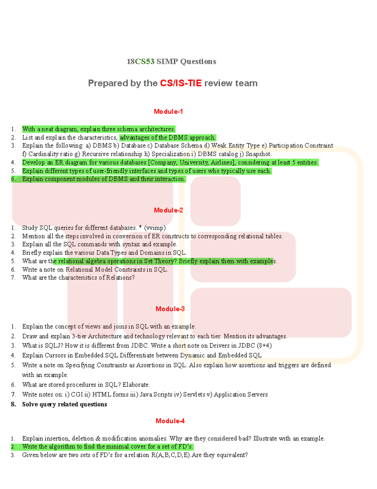 Copy of cs53 Super-imp-tie-23 - 18 CS53 SIMP Questions Prepared by the ...
