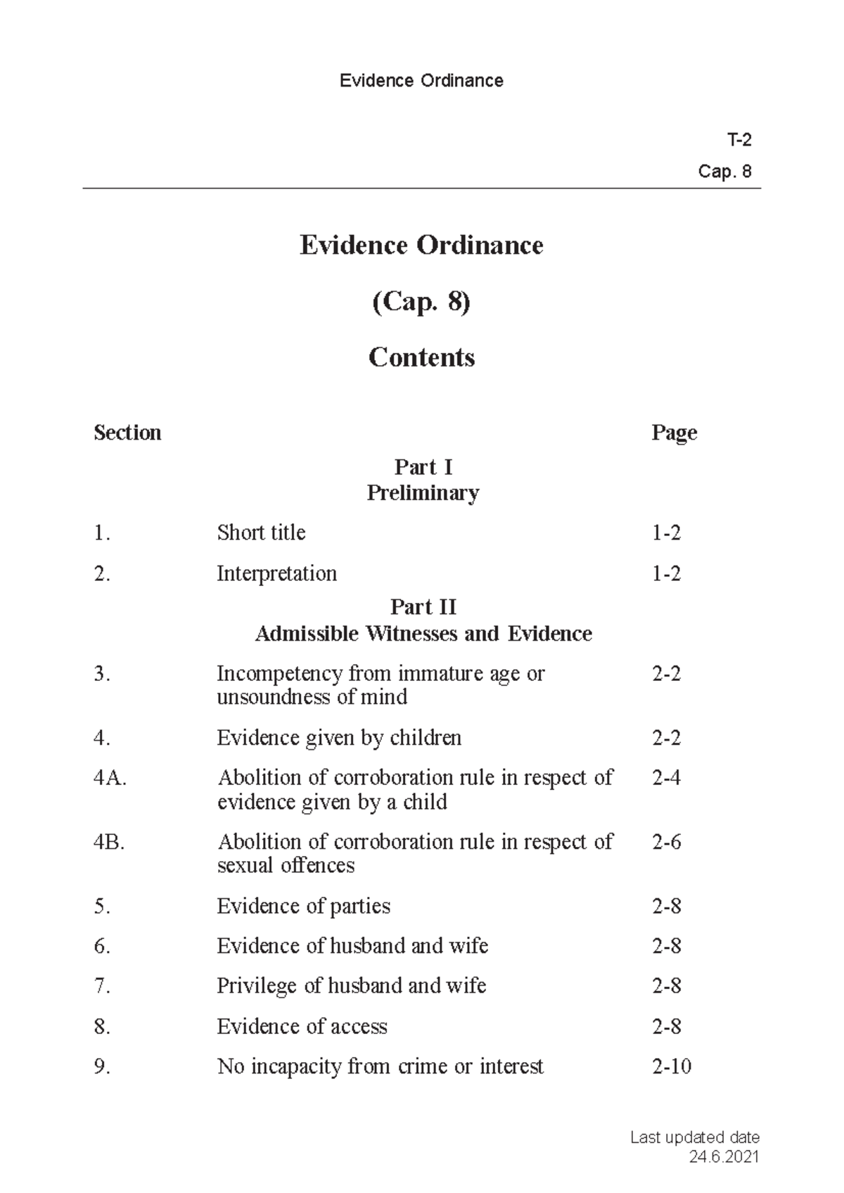 Cap 8 Evidence Ordinance (24-06-2021) (English) - Evidence Ordinance ...