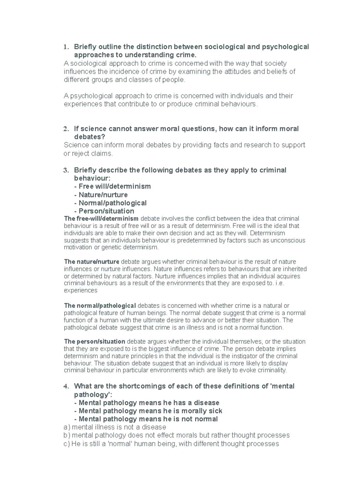 Briefly outline the distinction between sociological and psychological ...