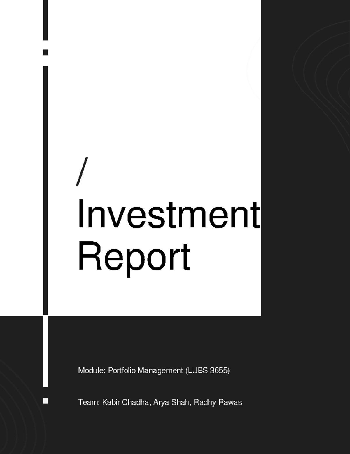 Professional Portfolio Management Report - / Investment Report Module ...