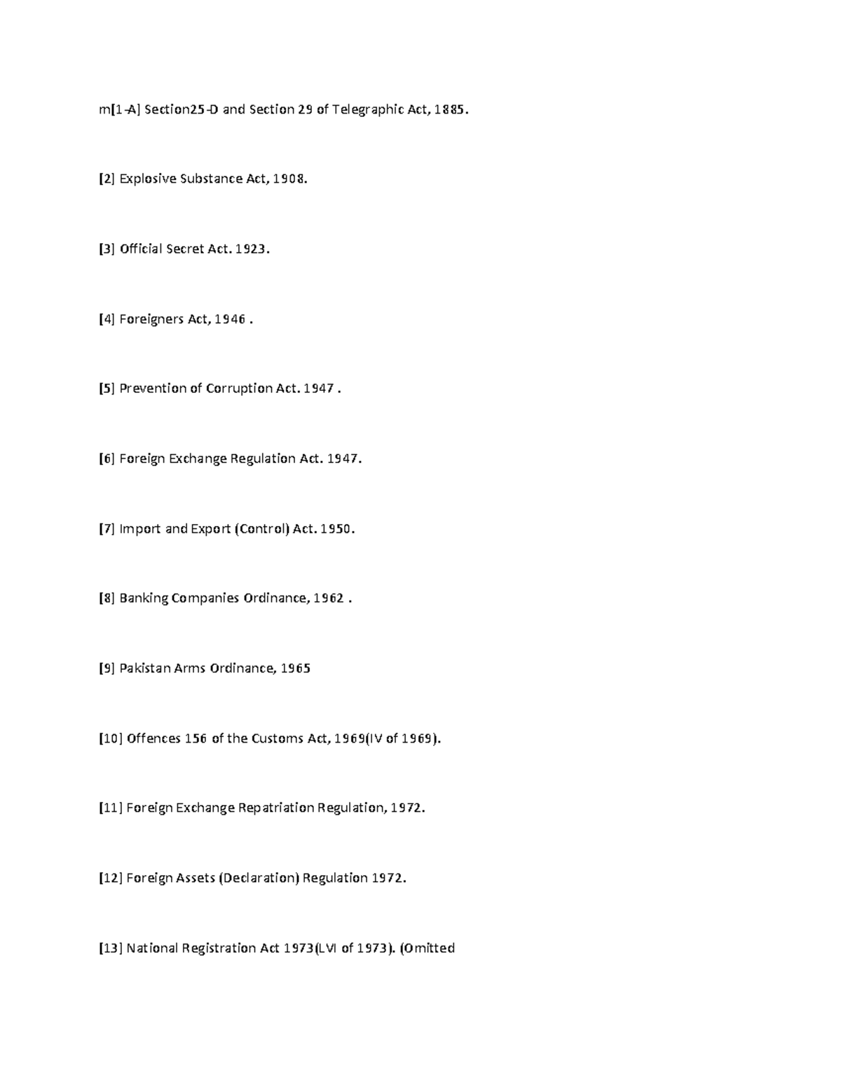 FIA schedule - FIA Law - m[1-A] Section25-D and Section 29 of ...