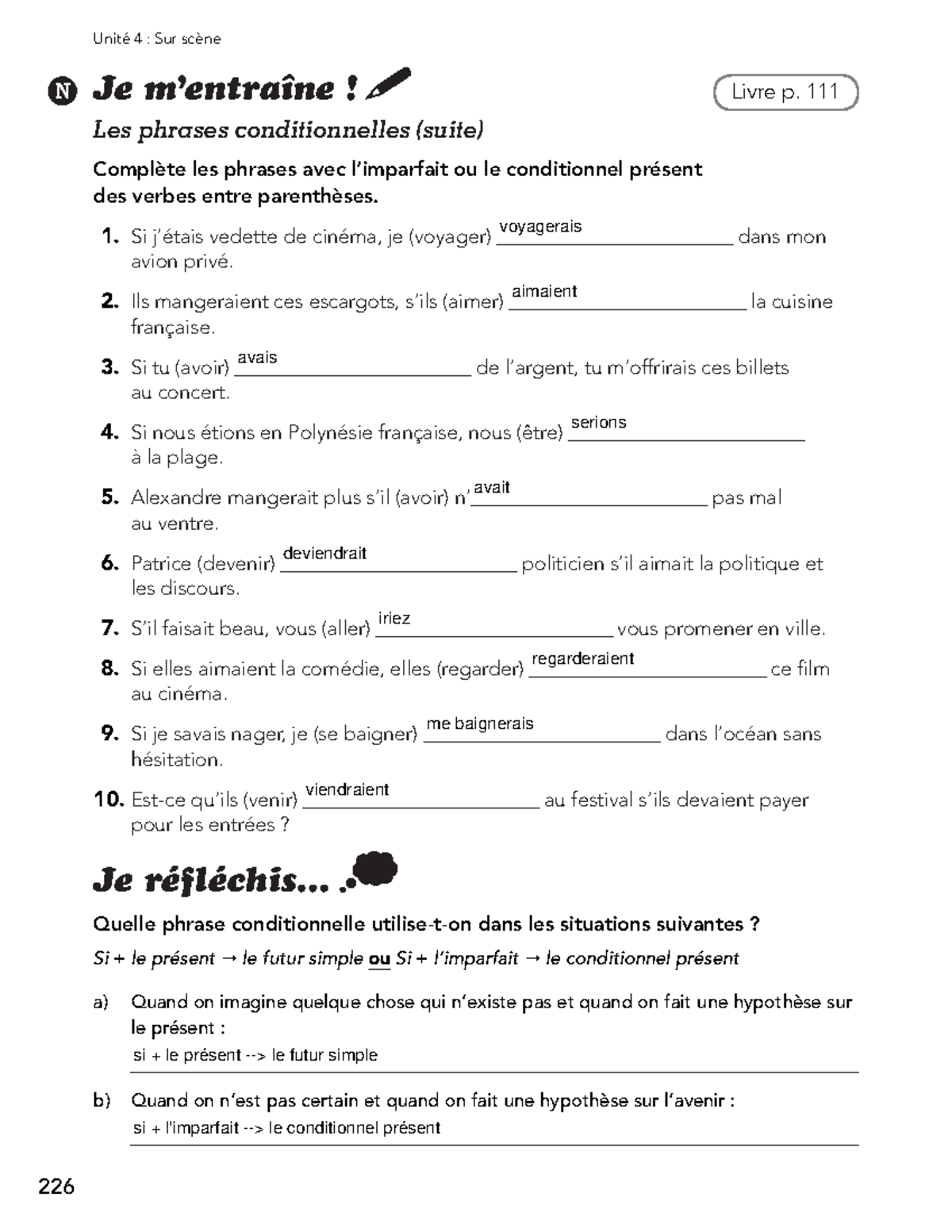 226 - french course - 226 Unité 4 : Sur scène Je m’entraîne! Les ...