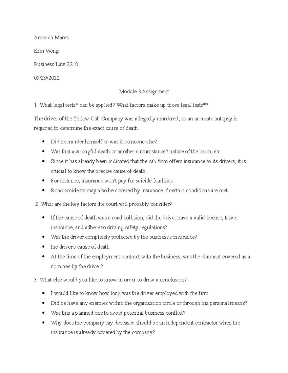Mares Amanda Module 3 legaltesttaxidriver - Amanda Mares Kim Wong ...