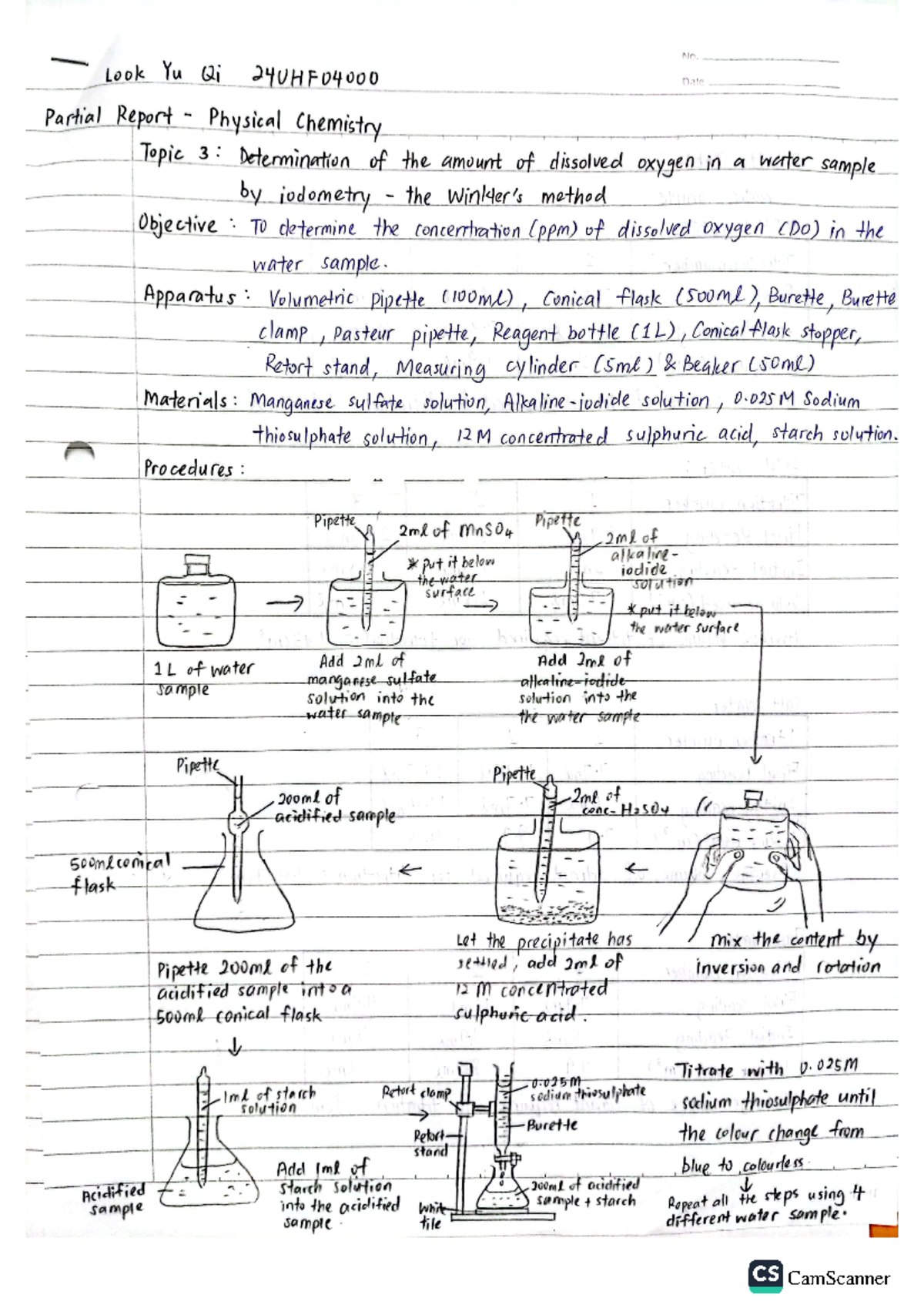 Experiment - physical chemistry - No. Look Yu Qi Date Partial Report ...