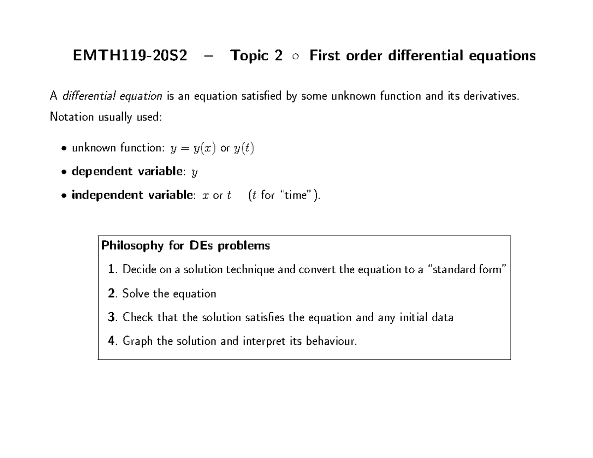 1st order DEs and complex numbers full - EMTH119-20S2 – Topic 2 First ...