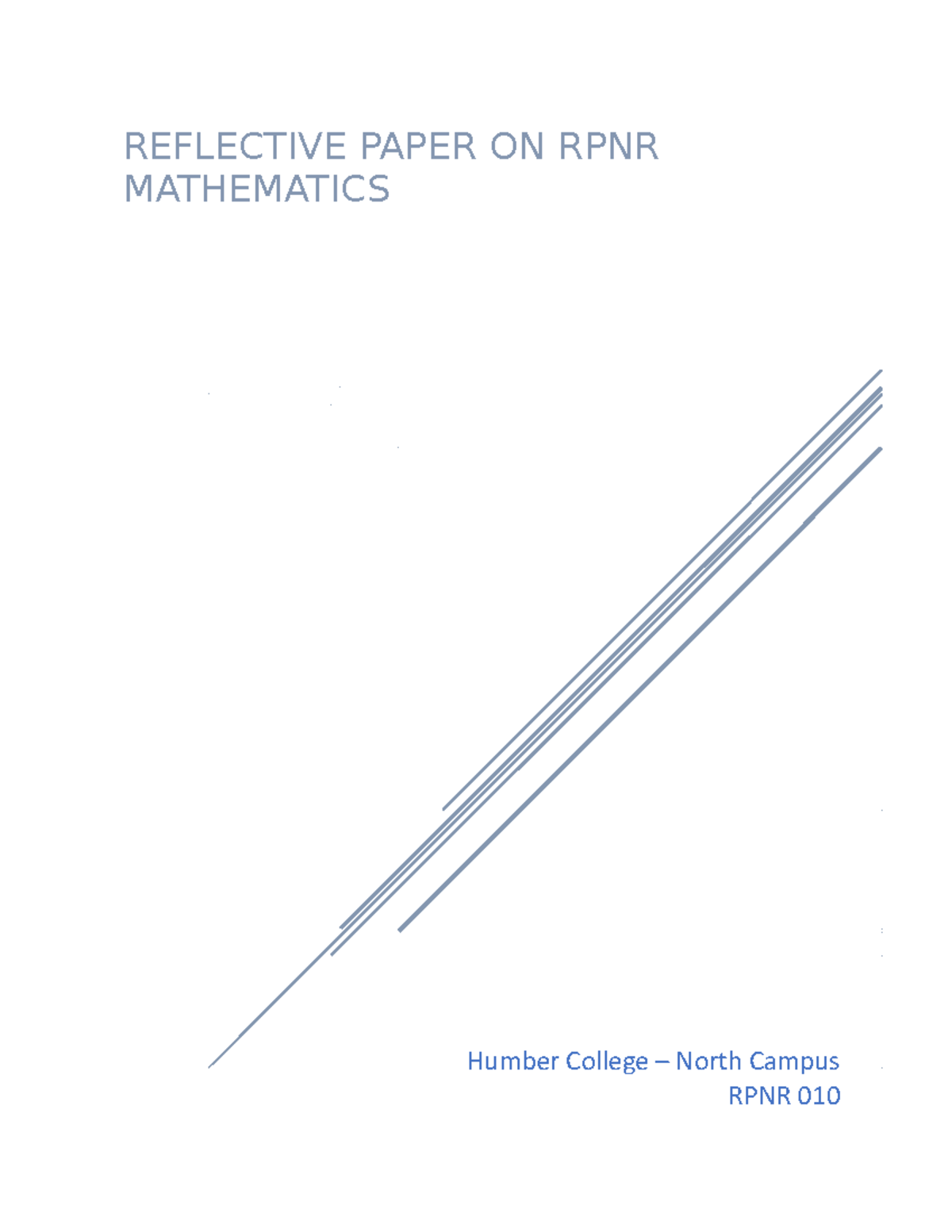 RPNR 010 Mathematics Reflective Paper - REFLECTIVE PAPER ON RPNR ...
