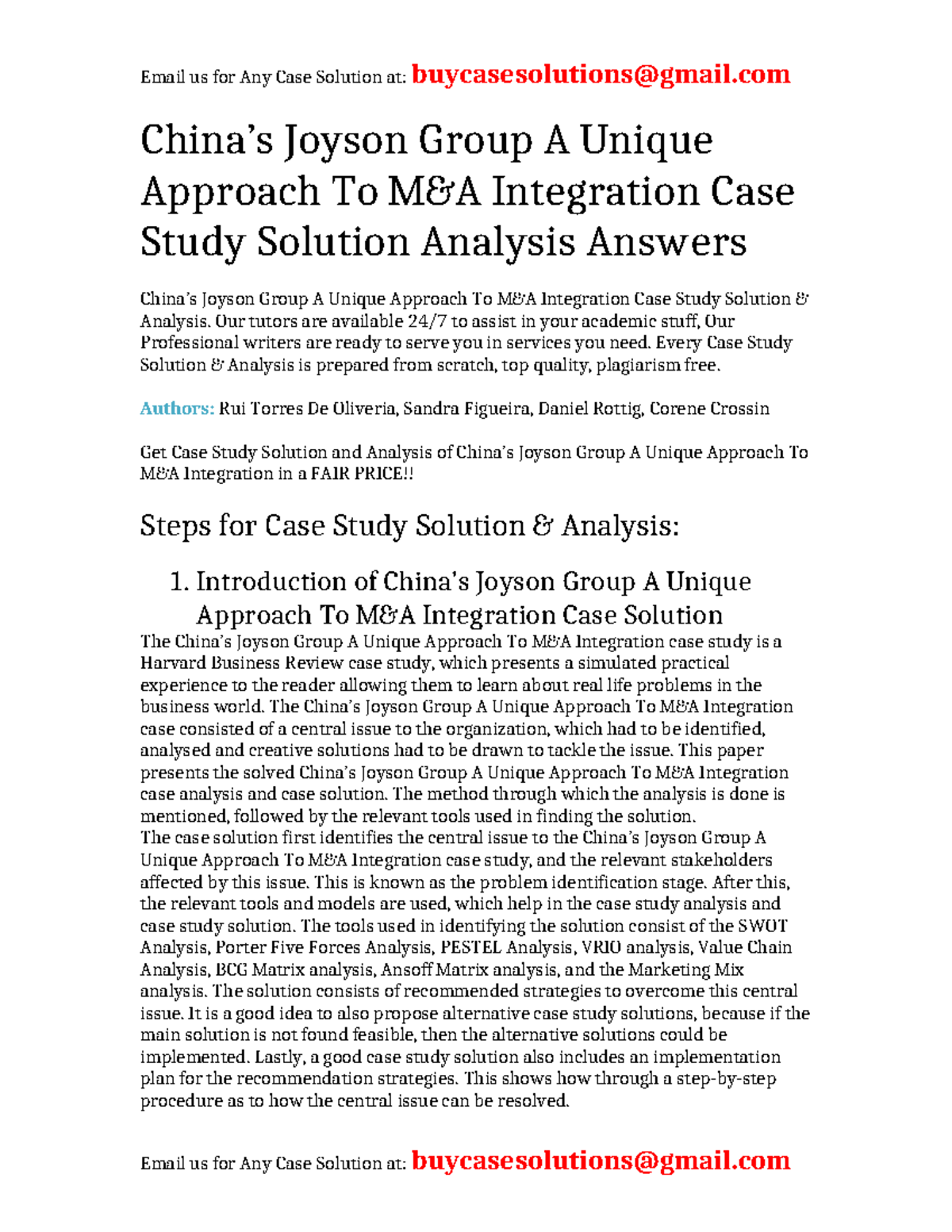 Case Solution China’s Joyson Group A Unique Approach To M&A Integration ...