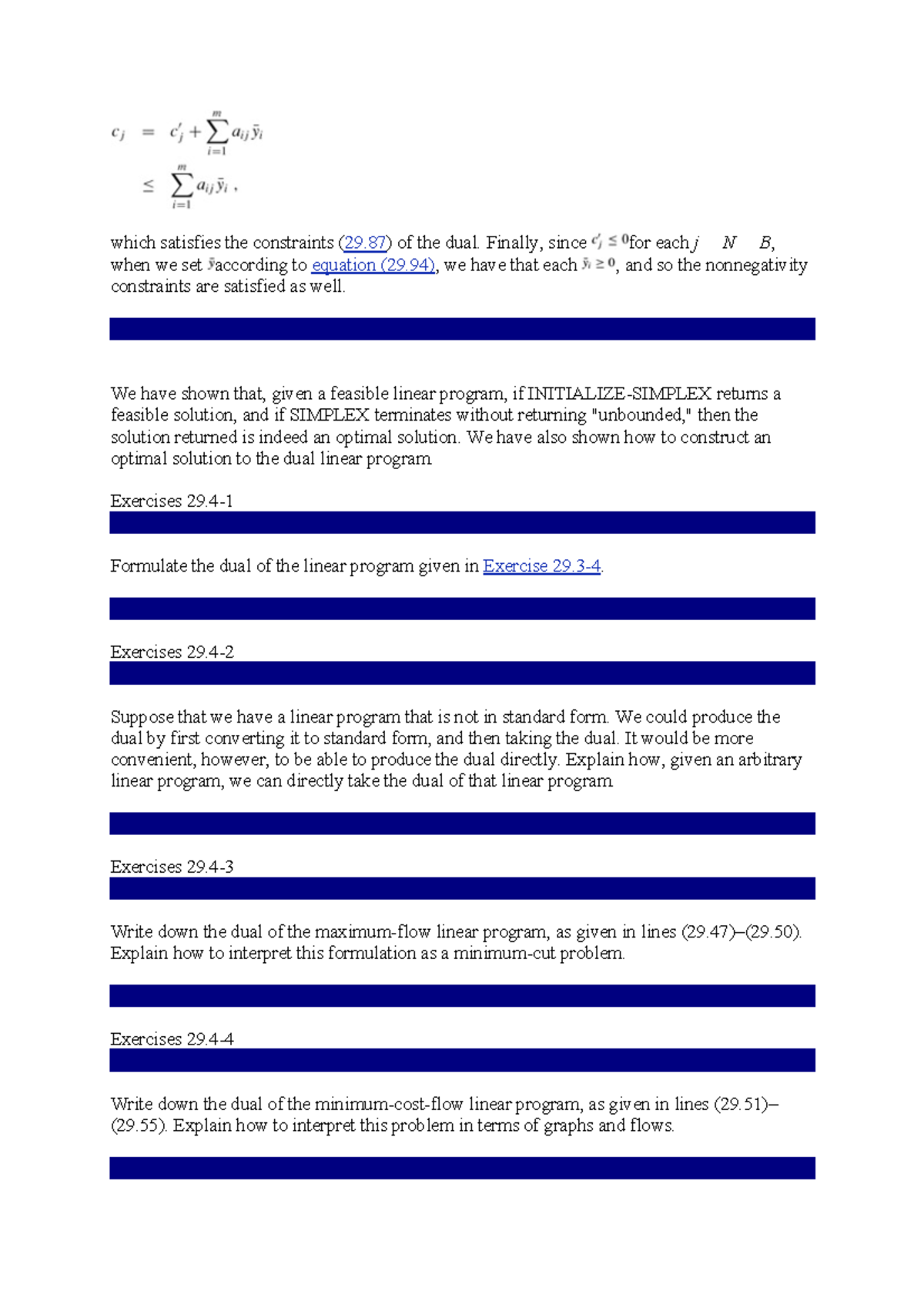 Algorithm PART 7 -Linear Programming - Chapter 29 - which satisfies the constraints (29) of the ...