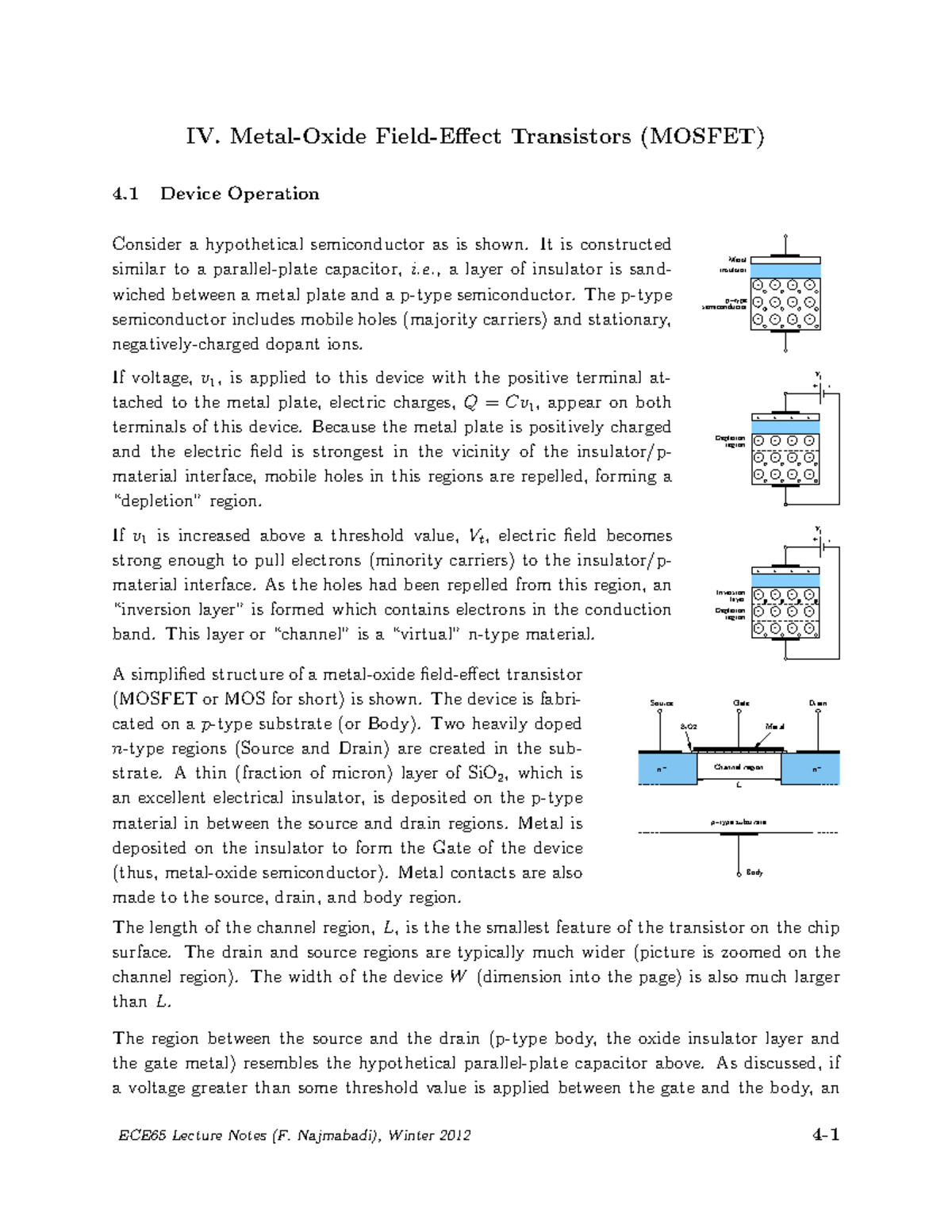 MOS - Notes - IV. Metal-Oxide Field-Effect Transistors (MOSFET) 4 ...