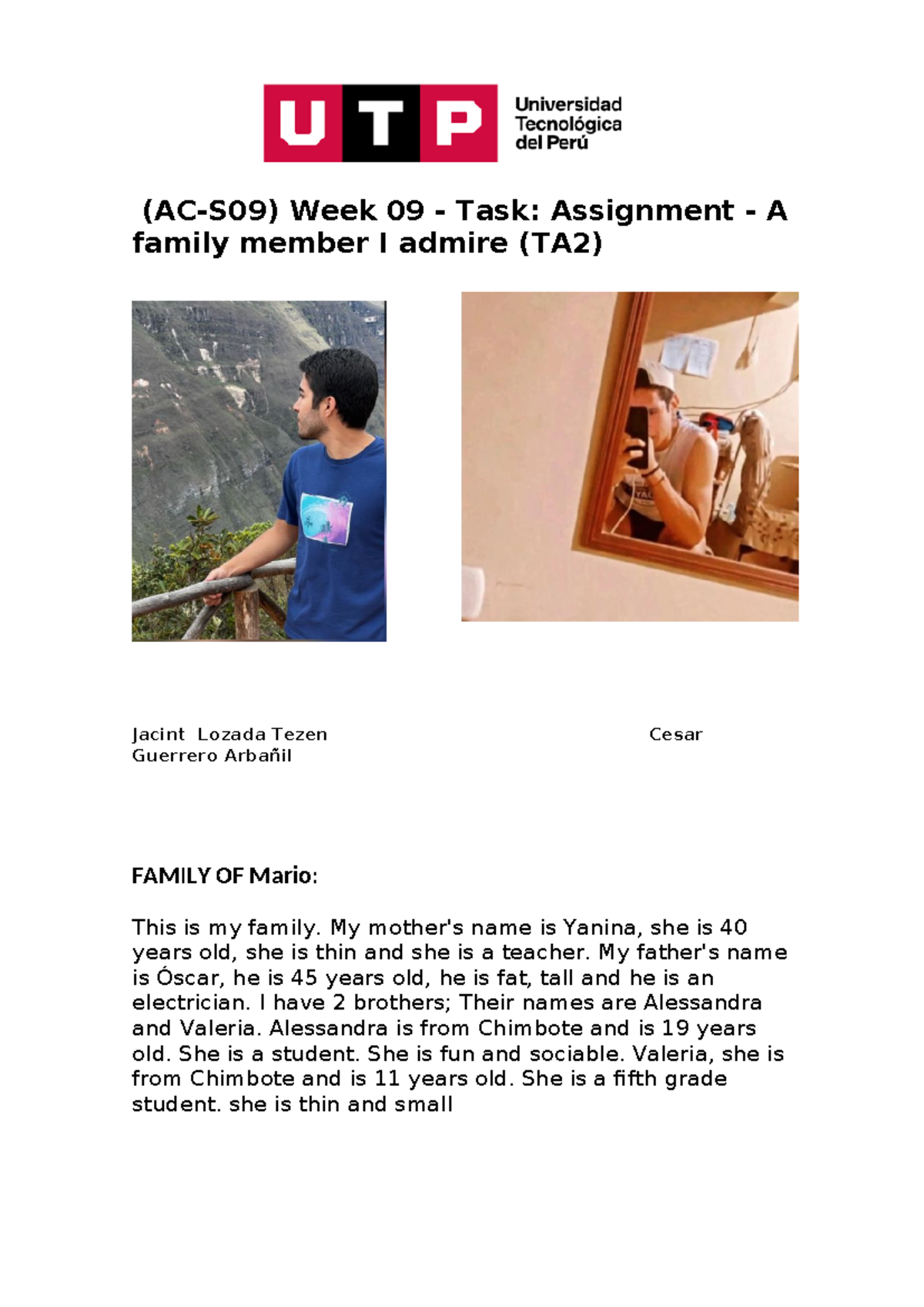 Una familia que admiro - (AC-S09) Week 09 - Task: Assignment - A family member I admire (TA2 ...