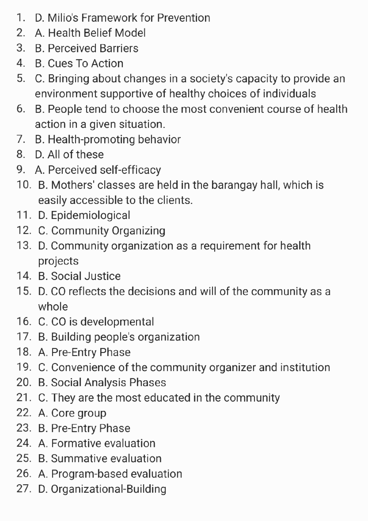 CHN - EXAM - Copar Imci chn - 1. D. Framework for Prevention 2. A ...