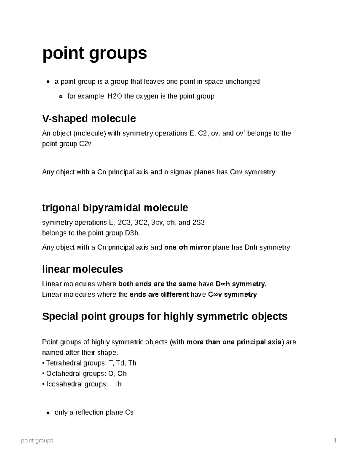 Point groups - Any object with a Cn principal axis and one σh mirror ...