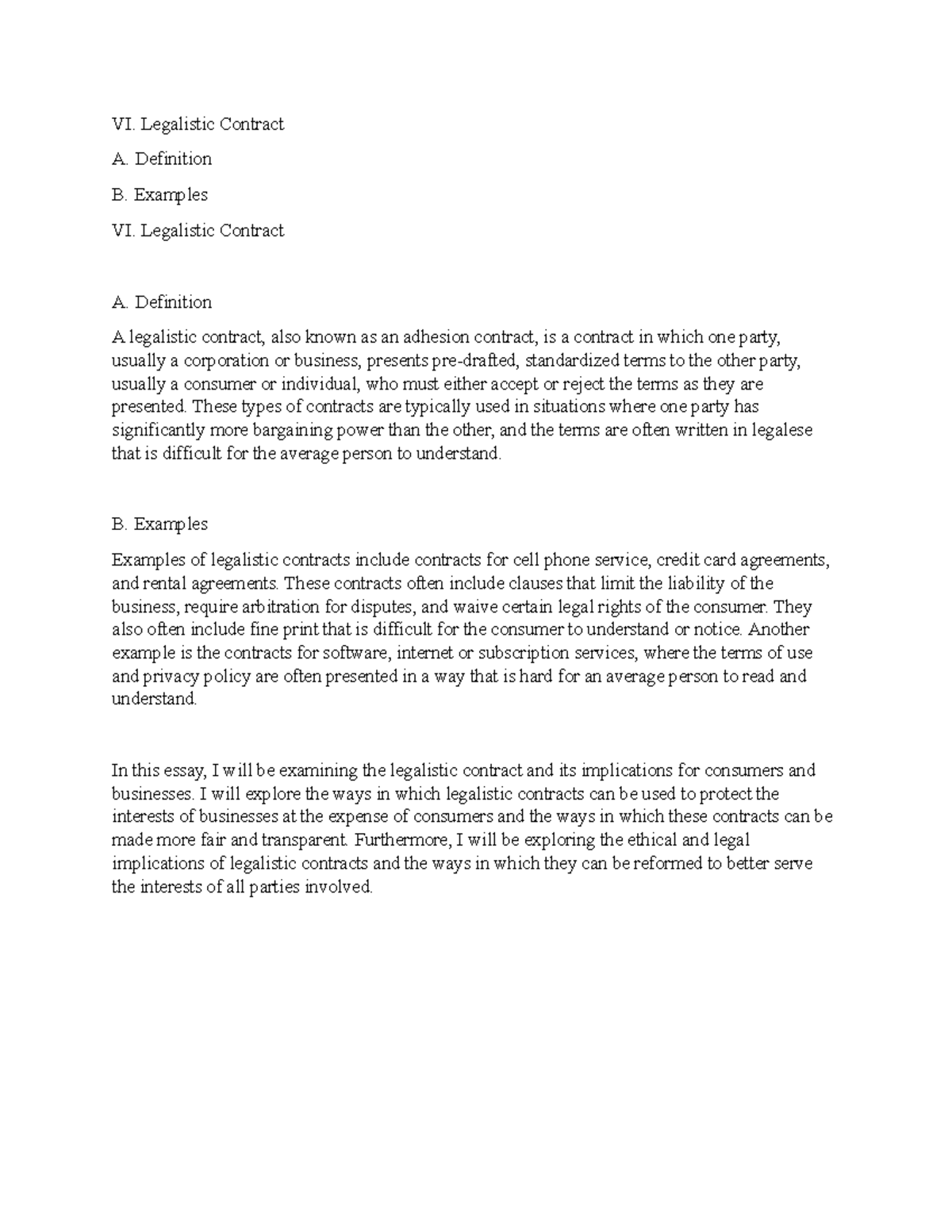 Taxonomy of social contract approaches 6 - VI. Legalistic Contract A ...