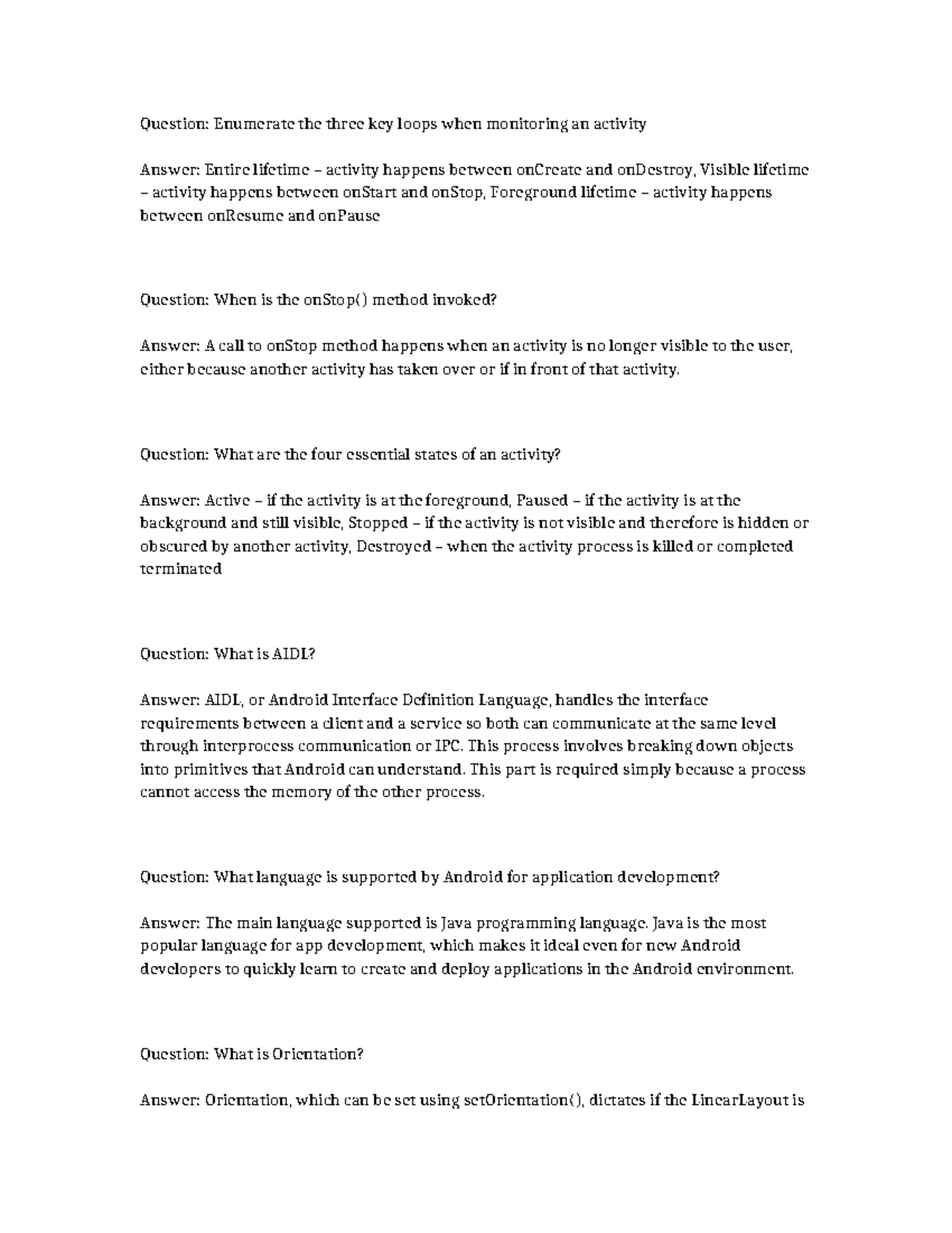 Untimeliest amus draffman - Question: Enumerate the three key loops when monitoring an activity ...