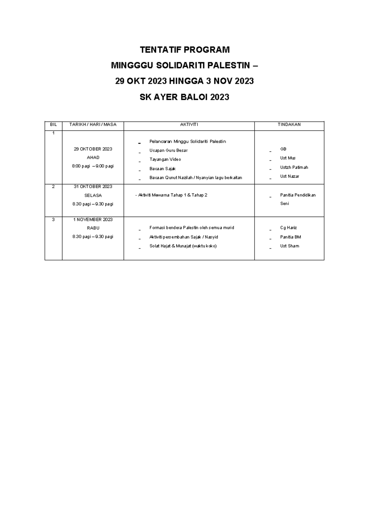 Tentatif Program- Solidariti SKAB - TENTATIF PROGRAM MINGGGU SOLIDARITI ...