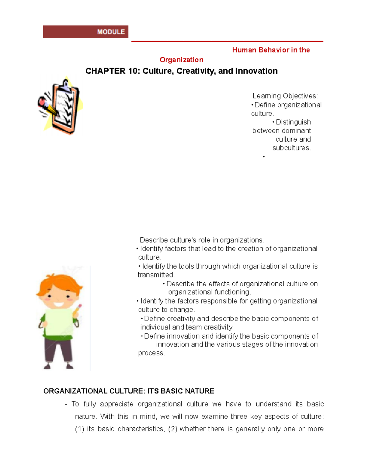 Chapter 10 - Culture, Creativity and Innovation
