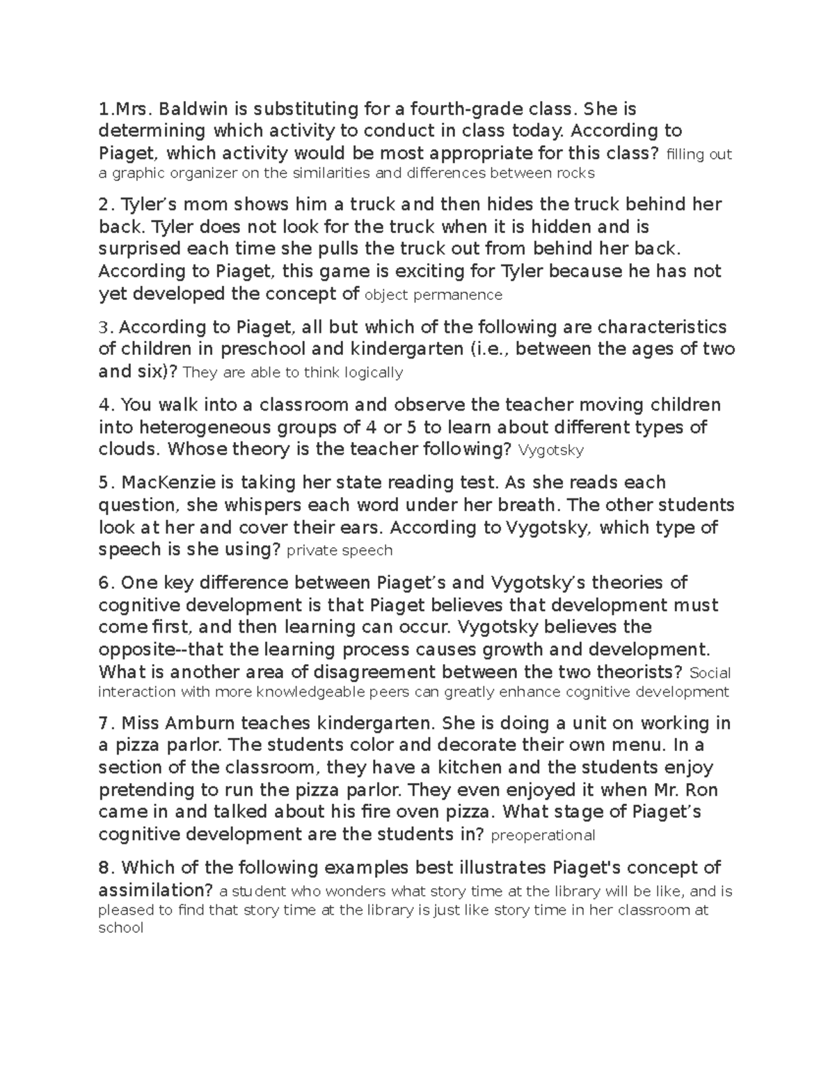 Module 2 OA practice Questions - 1. Baldwin is substituting for a ...