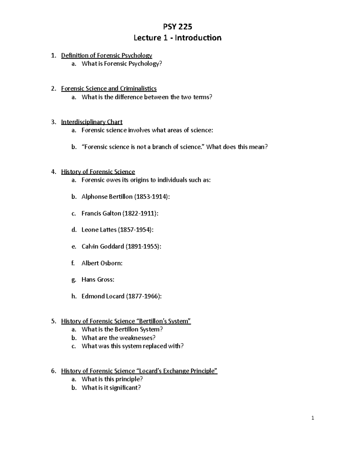 PSY 225 Introduction Blackboard Assignment - PSY 225 Lecture 1 - Introduction Definition of ...