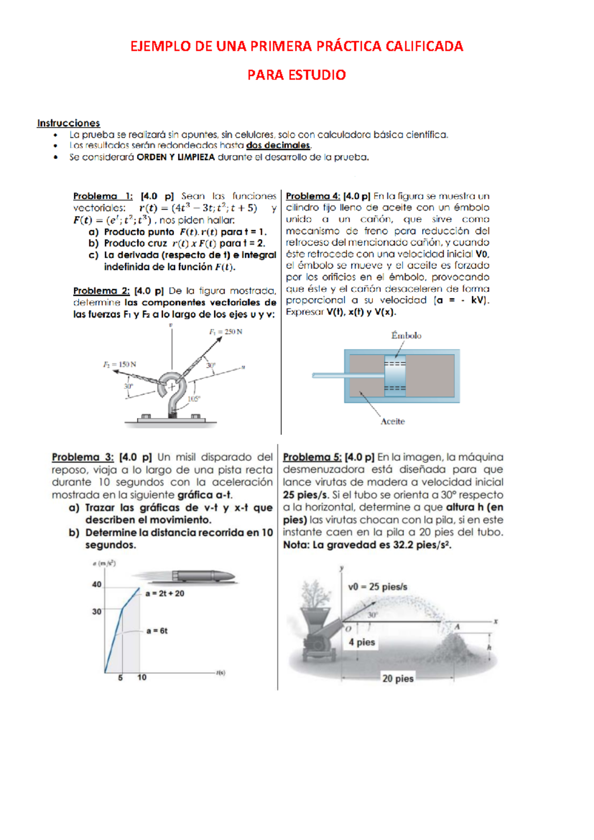 Ejemplo DE UNA Primera Práctica Calificada-para estudio - Física elemental - EJEMPLO DE UNA ...