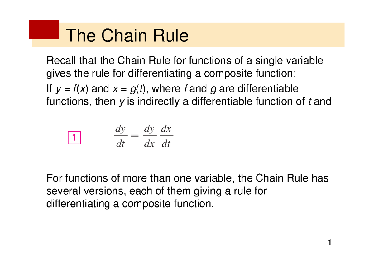 Lecture 3 - LN for Lec 3 - The Chain Rule Recall that the Chain Rule ...
