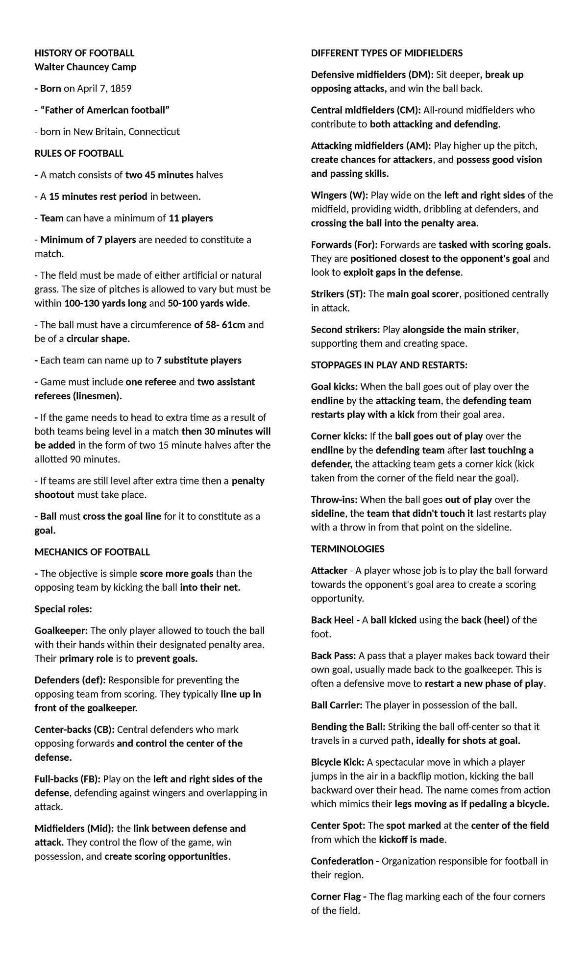 History OF Football - HISTORY OF FOOTBALL Walter Chauncey Camp Born on ...