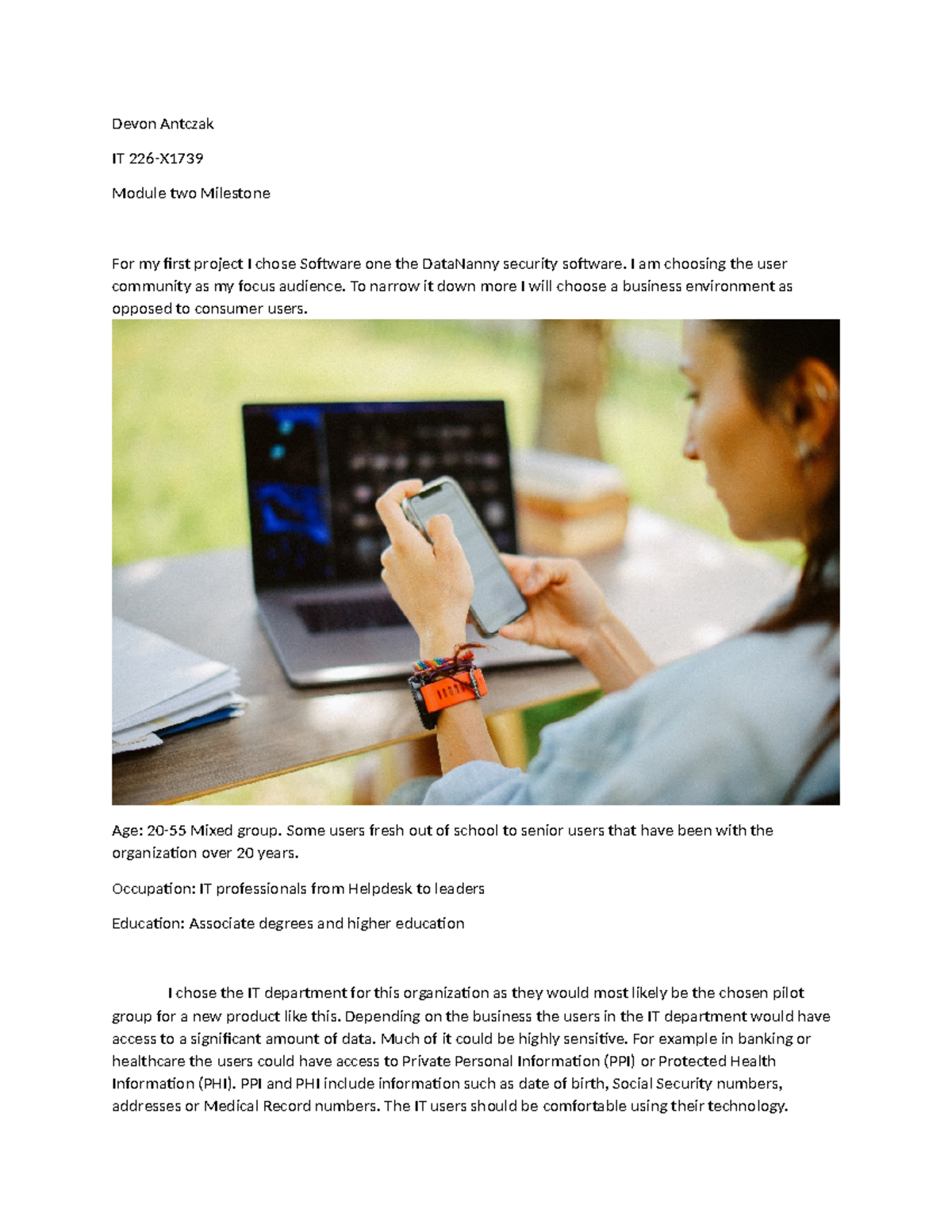 Module two Milestone - Devon Antczak IT 226-X Module two Milestone For ...