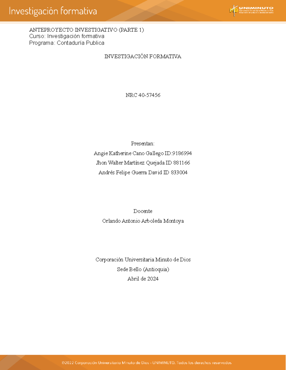 Act 3 - fffdddd - Curso: Investigación formativa Programa: Contaduría ...