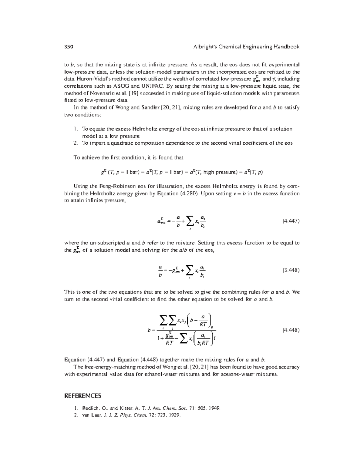 Albright's Chemical Engineering - As a result, the eos does not fit ...