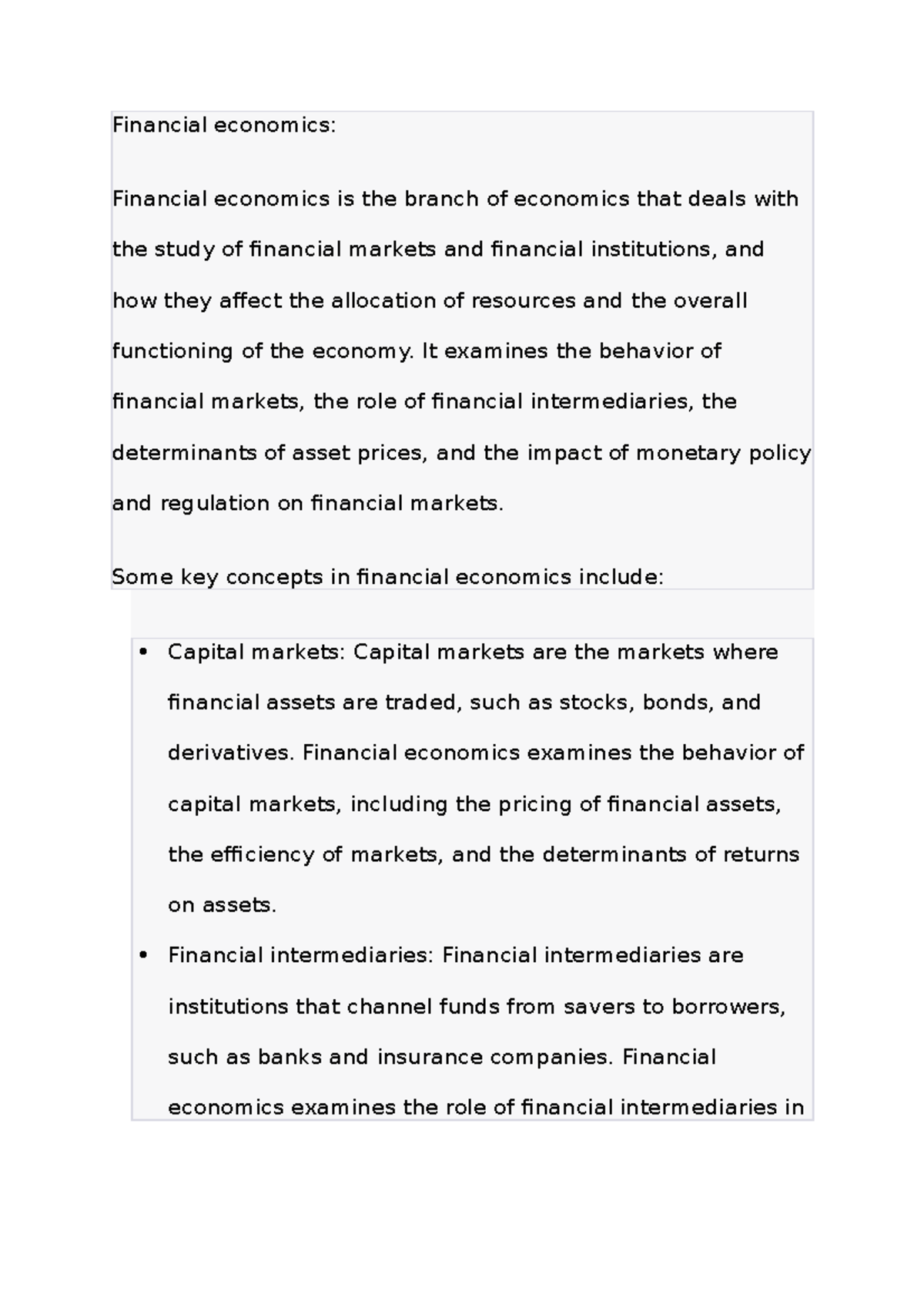Financial economics - ... - Financial economics: Financial economics is ...